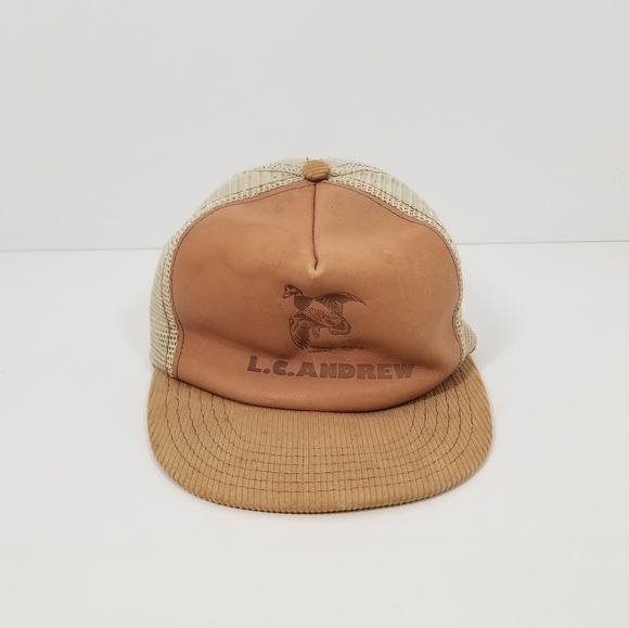 Accessories | Vintage Lc Andrew Brown Leather Corduroy Duck Mesh ...